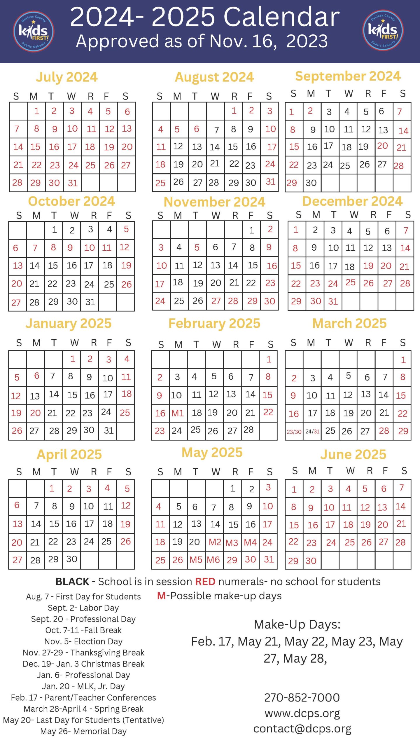 DCPS approves 2024-25 academic calendar - The Owensboro Times